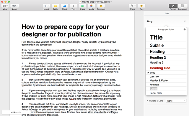How to prepare copy for your designer or for publication